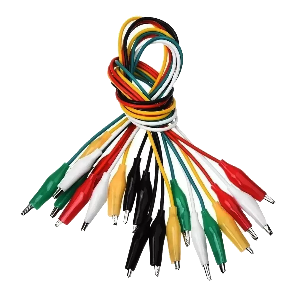 Paquete de 10 cables con 20 caimanes de colores