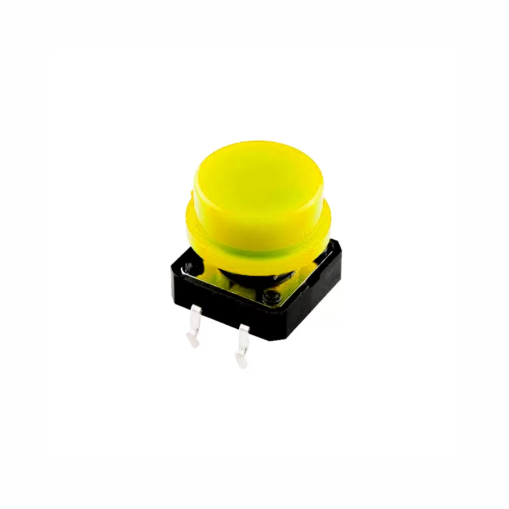 Boton push button 12x12x7.3mm 4 pines abierto amarillo