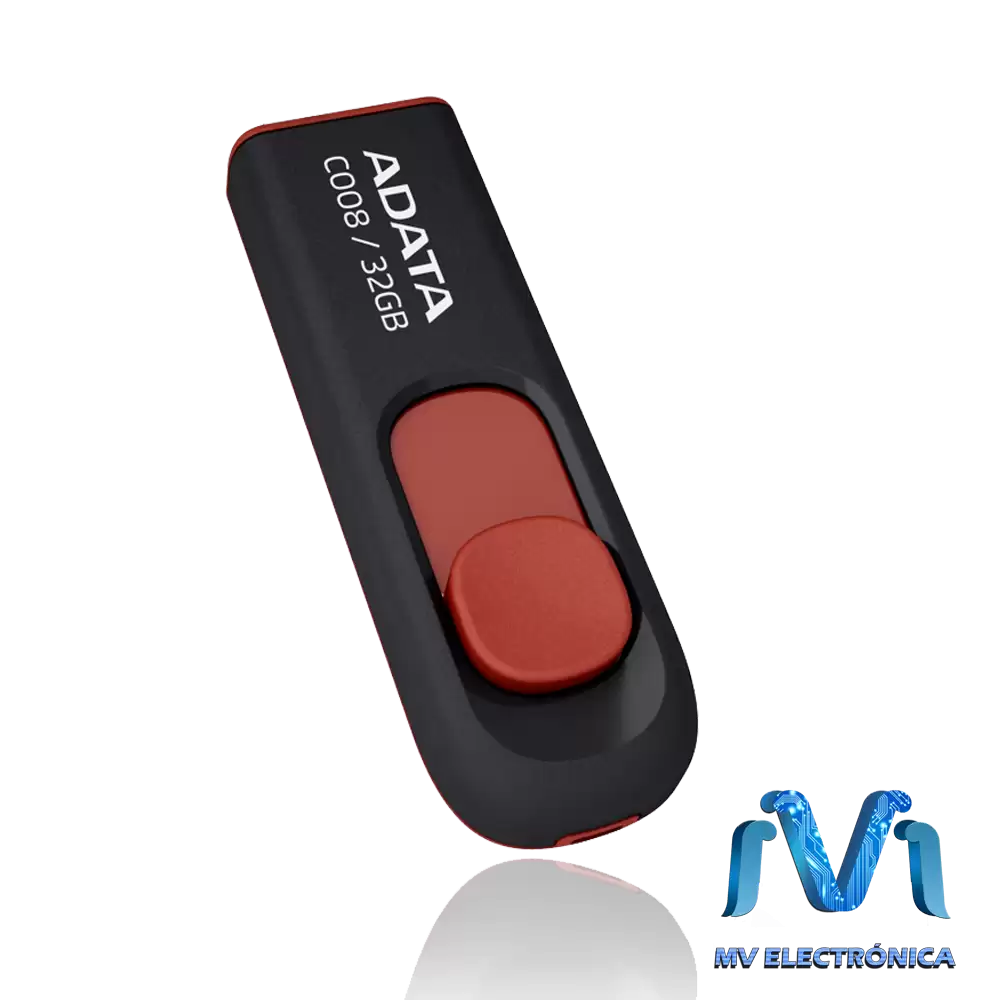 Memoria usb adata 32gb c008 2.0 retractil negro/rojo