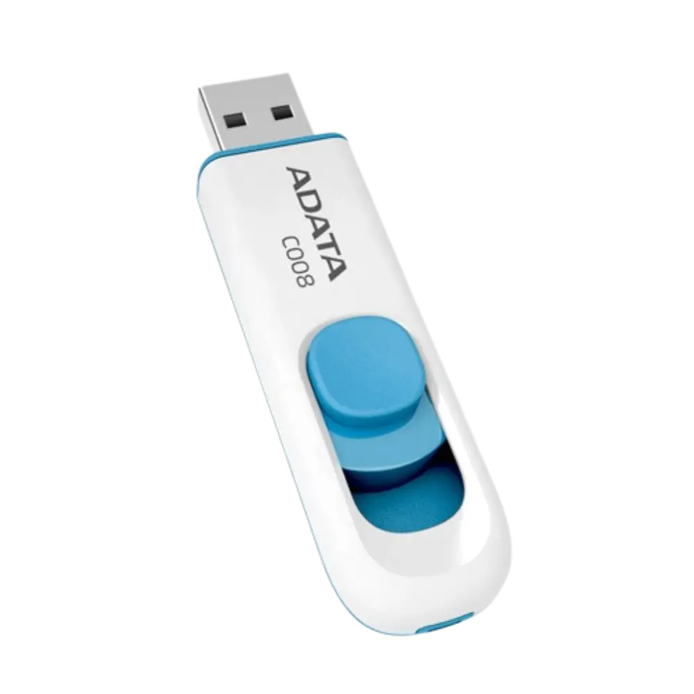 Memoria adata 64gb usb 2.0 c008 retractil blanco/azul